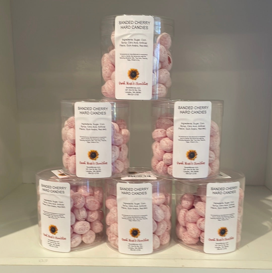 Sanded Cherry Hard Candies in a 7 oz Cylinder – Sweet Mona's Chocolates